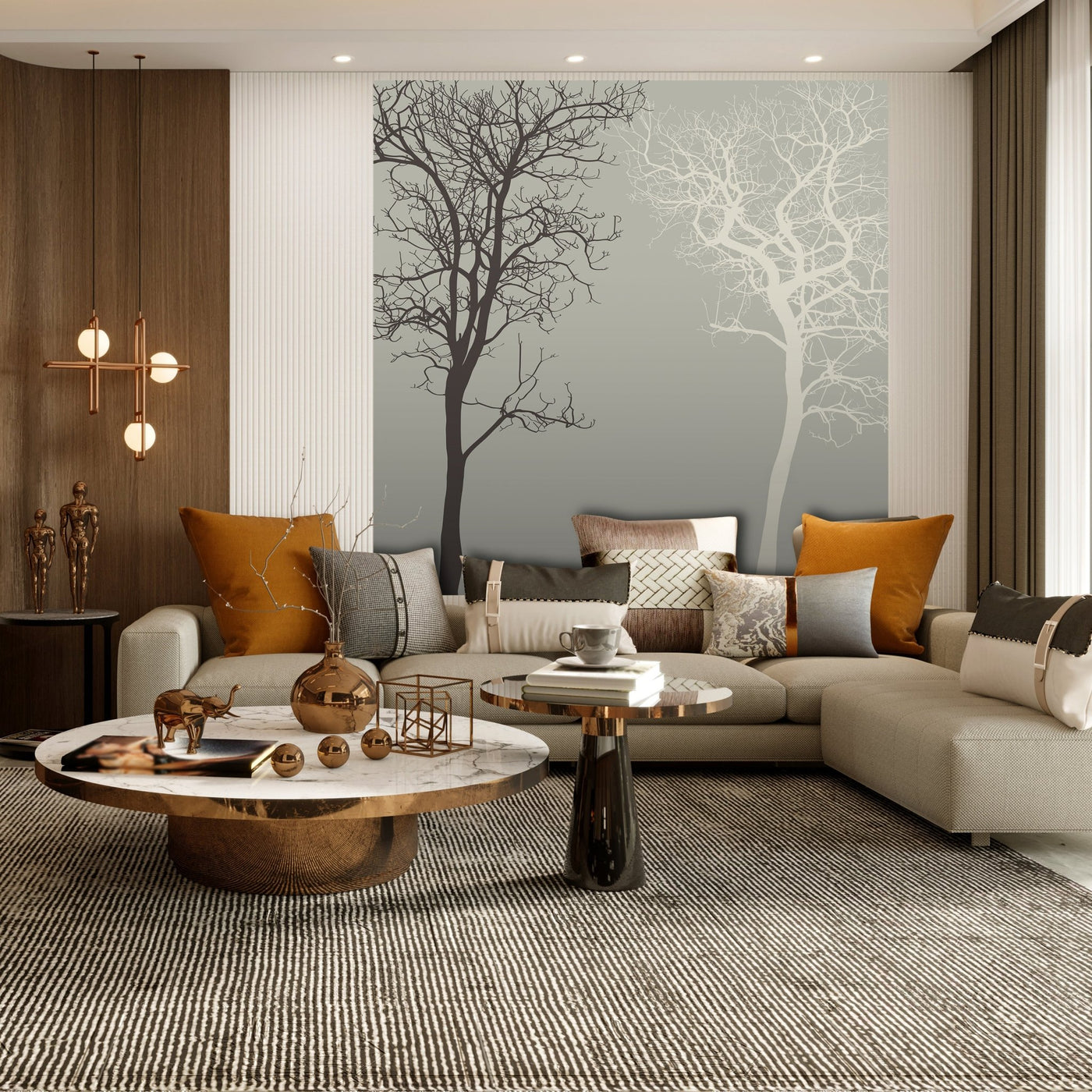 Quadratische Fototapete Silhouetten von Bäumen M0015