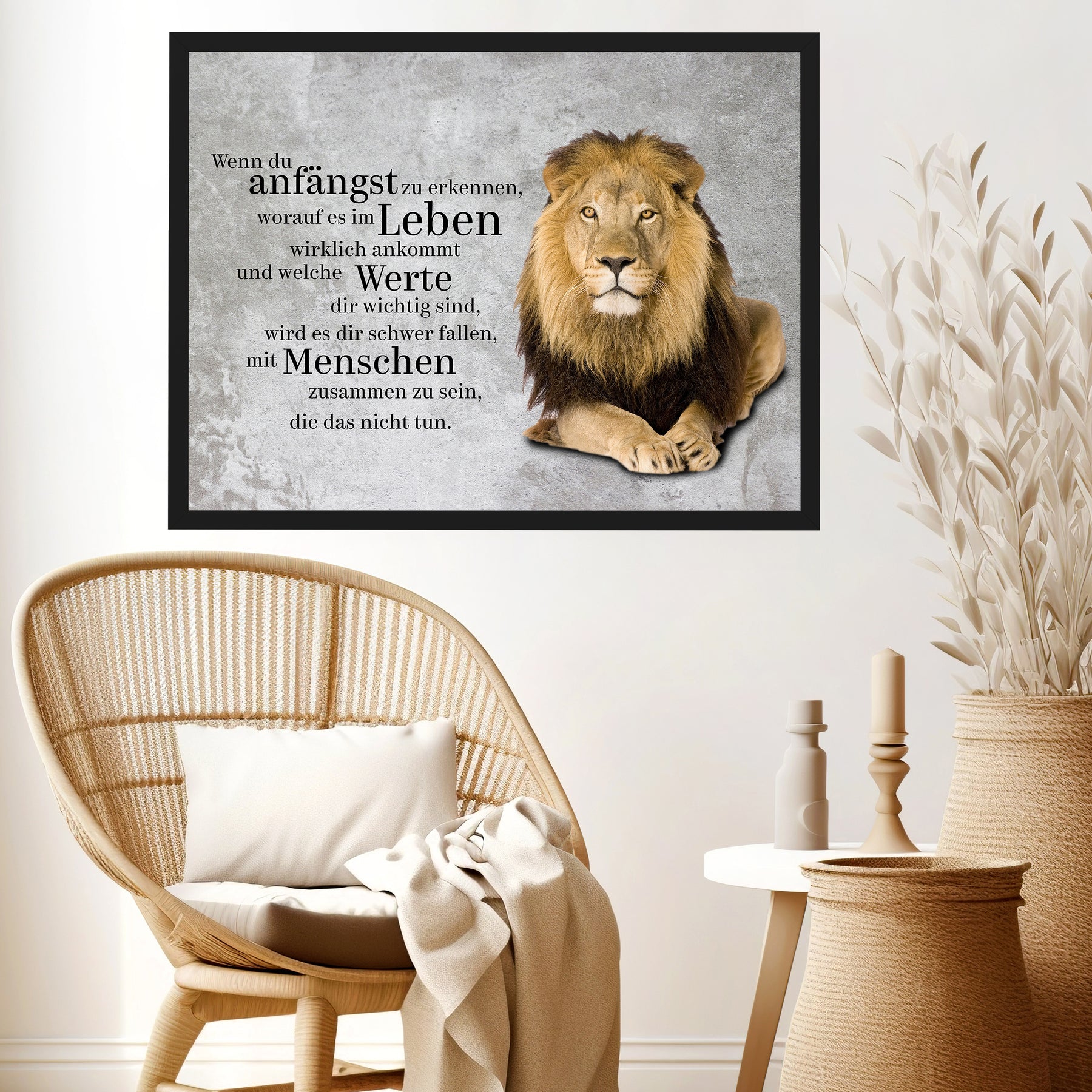 Poster Werte, Löwe, Beton, Grunge M0161