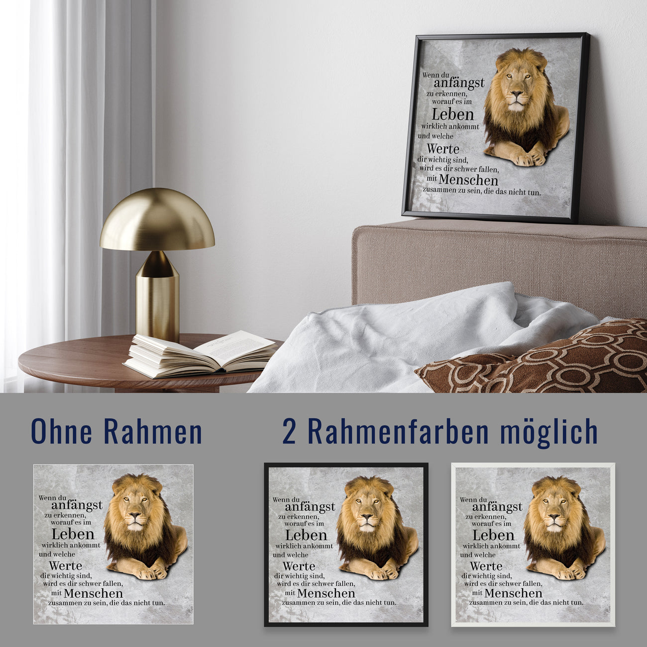 Poster Werte, Löwe, Beton, Grunge M0161